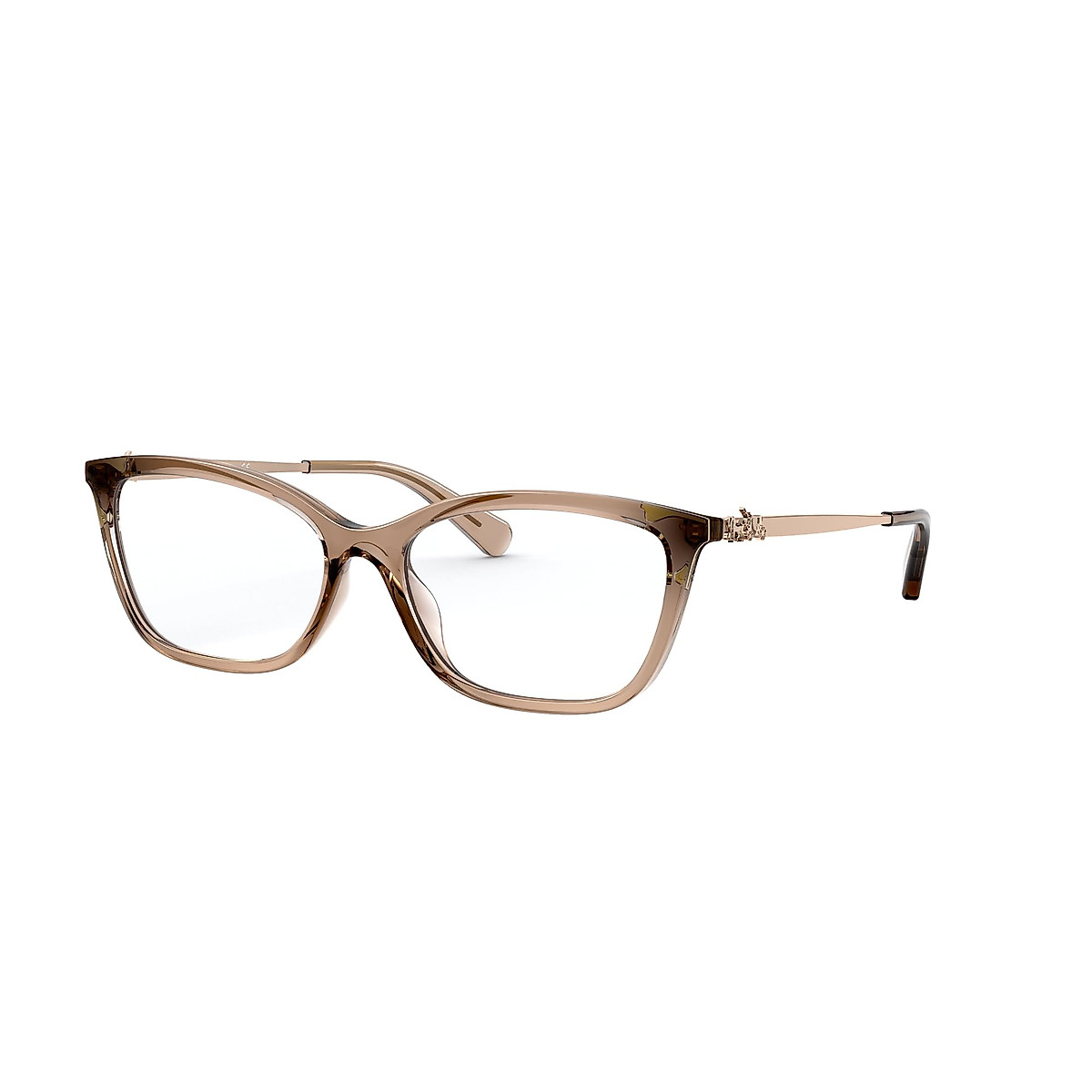 Coach HC6146U Universal Fit Prescription Eyewear Frames, Transparent Brown/Demo Lens, 53 mm