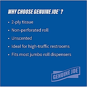 Genuine Joe GJO2565012 2-ply Jumbo Roll Dispensor Bath Tissue