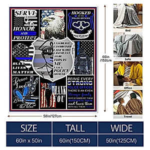 Gift for Police Blanket - Police Birthday Gift Flannel Policeman Officer Throw Blanket Super Soft Warm and Comfortable Gift Ideas for American Police Cop Stuff Decor 60"x50"