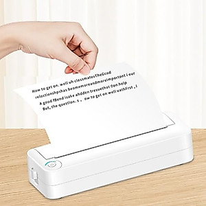 Portable Printer Wireless for Travel Thermal Printer A4 Thermal Paper, Inkless Printer Mobile Office(White)