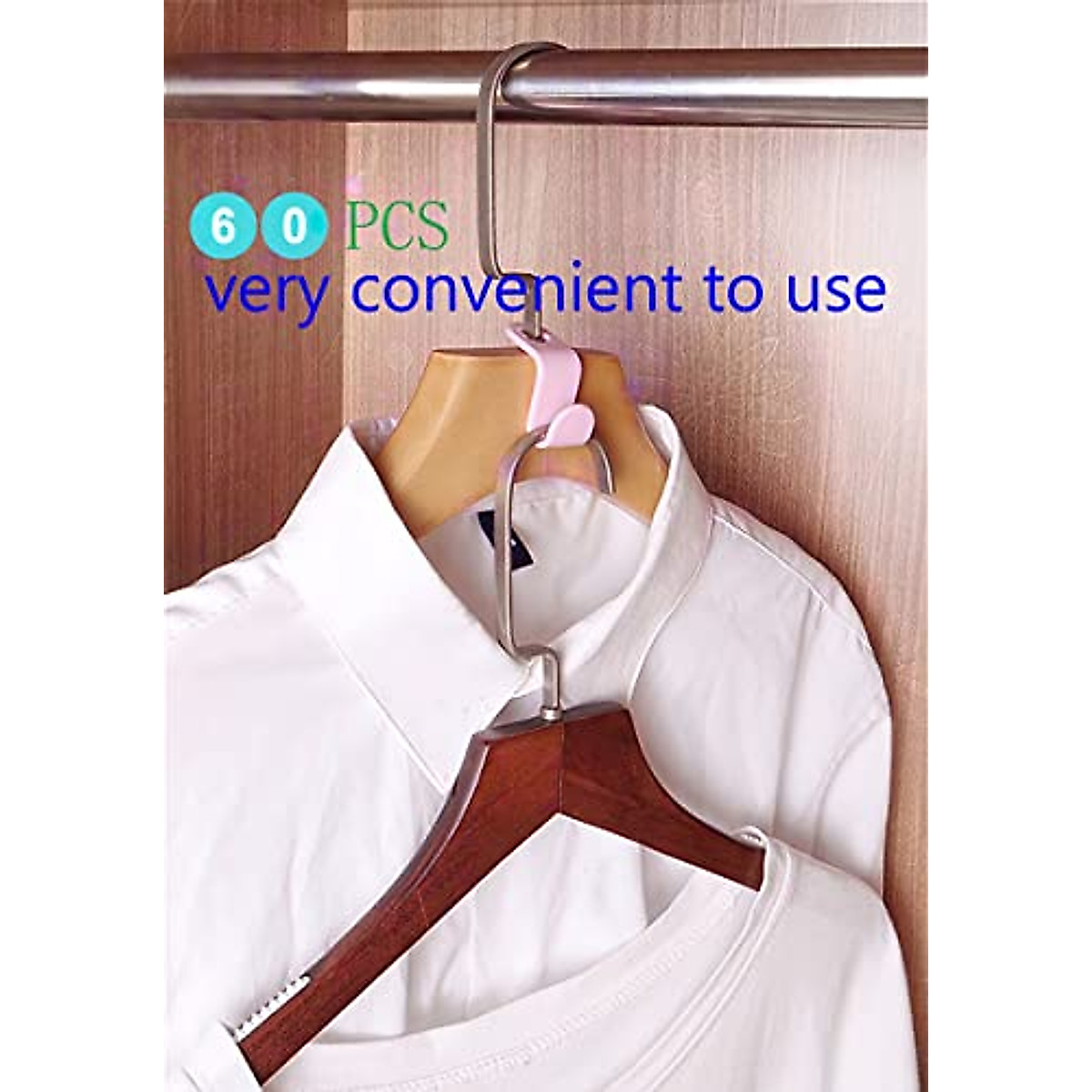 Clothes Hanger Connector Hooks 60 Pcs Hangers Space Saving Closet Hanger Plastic Hooks for Family or Clothing Shop Organizer Hangers Accessory