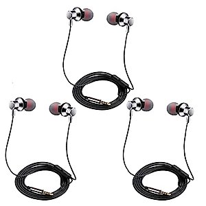 Empsun Wired Earbuds 3Pack Headphones with Microphone Stereo Bass Earphones Noise Isolation Compatible with All Smartphones Tablets iPod IPad MP3 Player That with 3.5 mm Interface(Silver)