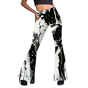 HCNTES Yoga Pants Women Leggings for Women Fashion Womens Tummy Control Flare Leggings Print High Waist Wide Leg Yoga Pants Work Pants for Women Womens Fall Fashion 2023 Black