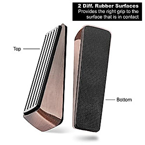 AD Set of 2 Heavy- Duty Metal Door Wedge Stoppers with Rubber Surfaces for Anti- Scratch & Anti- Slip, Suits for Any Door and Any Floor (Copper)