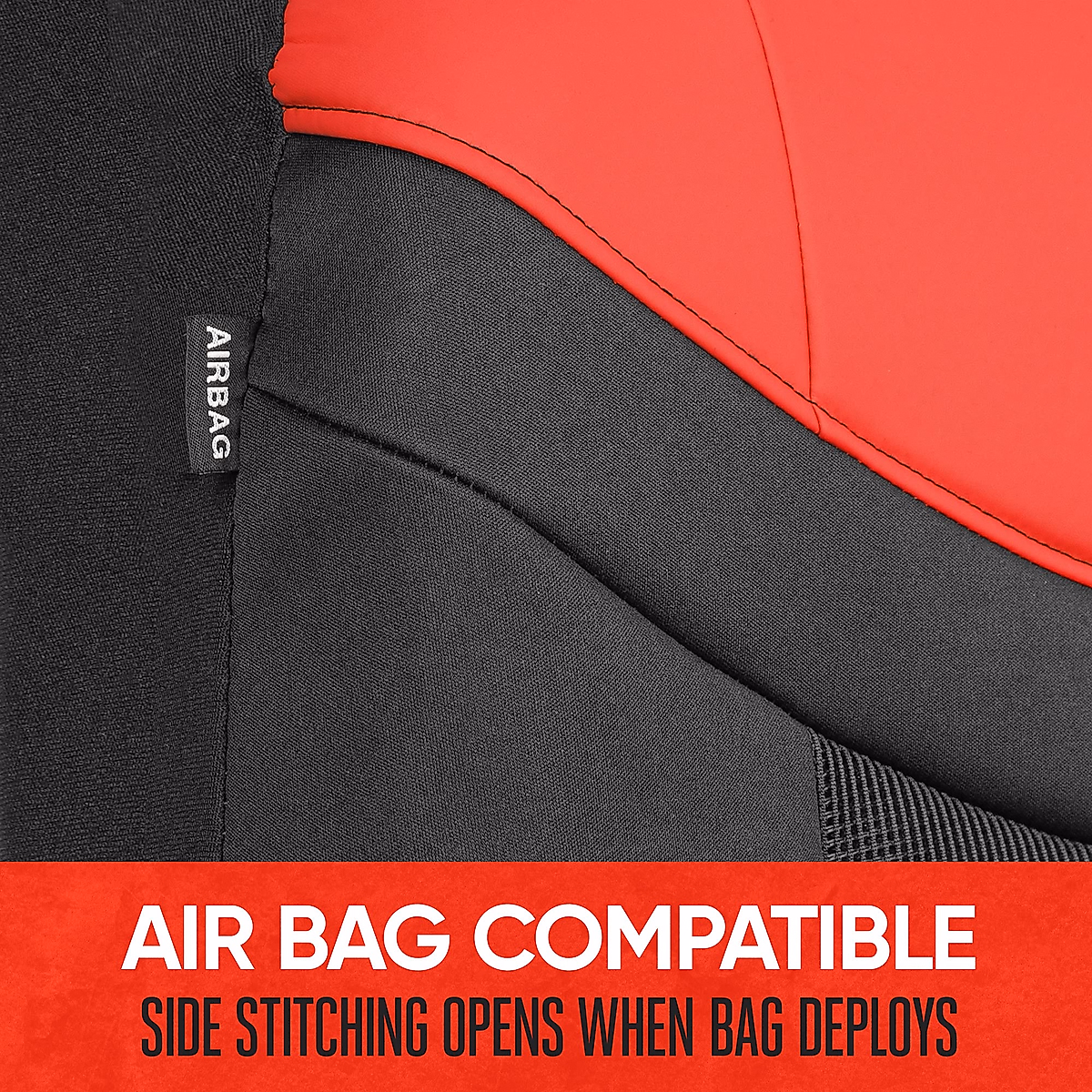 Motor Trend Premium LuxeSport Red Car Seat Covers for Front Seats, 2 Pack – Automotive Seat Protectors with Comfortable Mesh Back & Faux Leather Headrest, Interior Covers for Car Truck Van SUV