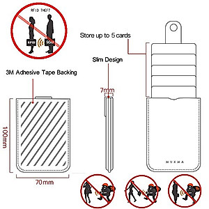 BIAJIYA Card Holder for Back of Phone RFID 5 Pull Credit Card Cash Cell Wallet Pocket Canva Leather Case for Smartphones (Black)