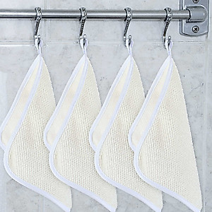 20 Pieces Exfoliating Wash Cloths Soft-weave Washcloths Nylon Facial Dual Sided Shower Scrubber for Body Face Bath Wash Rags Exfoliating Towel Bath Accessory for Skin Care, Beige