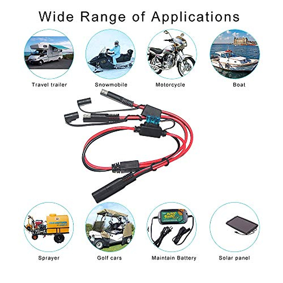 SPARKING 1.6FT Sae Y Splitter Cable Adapter with Sae 2-Way Connector, 1 to 2 Sae to Sae Splitter 16AWG DC Power Extension Cable (SAE Y splitter)