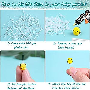 Modacraft 200Pcs Miniature Fairy Garden Accessories Including 100Pcs Fixed Pins, Fairy Garden Kit Fairy House Animal Figurines Mini Landscape for Garden Dollhouse Potted Plant Bonsai Terrarium Décor