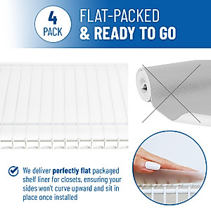 Closet Shelf Liner, Wire Shelf Liners for Closets and Pantry (Set of 4) 12 x 48 inch - Plastic Closet Liners - Made in USA