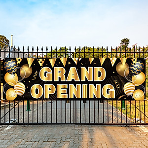 FeelWarm 31Pcs Grand Opening Party Decorations Kit Grand Opening Banner with 12Inches Latex Balloons New Store Opening Sign Supplies Large Advertising Opening Backdrop Decor for Shop Business