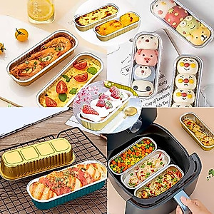 MJPCUAU 12 Pack Mini Loaf Pans with Lids and Spoons, 6.8oz Disposable Rectangle Aluminum Foil Oven Cake Containers, Baking Bread Muffin Dessert Tins for Family Gatherings and Picnic(White)