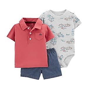 Carter's 3-Piece Giraffe Little Short Set (Grey Multi, 12 Months)
