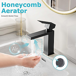 TRE Home Bathroom Faucets, Bathroom Sink Faucet, Black Bathroom Faucet, Matte Black Bathroom Faucet, Faucets for Bathroom Sinks, Black Faucet, Vanity Faucet, Faucets for Bathroom Sinks 1 Hole Install