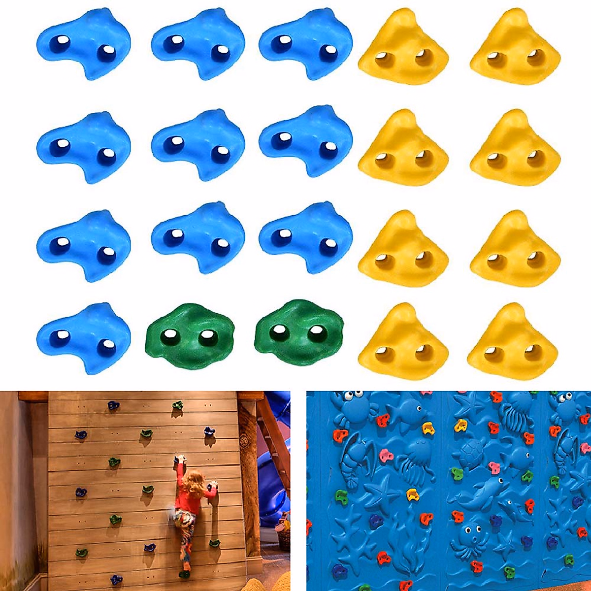 Natudeco 20Pcs Wall Climbing Rocks Climbing Stone Rock Plastic Wall Climbing Kit DIY Climbing Wall Grip Kids Climbing Wall Stone for Outdoor Indoor Home Playground