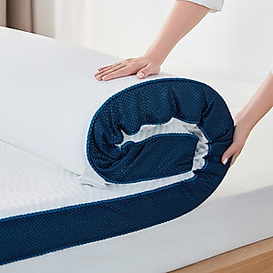 LINSY LIVING 4 Inches Dual Layer Queen Mattress Topper, Extra Thick Gel-Infused Memory Foam, Removable and Washable Tencel™ Cover, CertiPUR-US Certified, Oeko-TEX, Queen Size