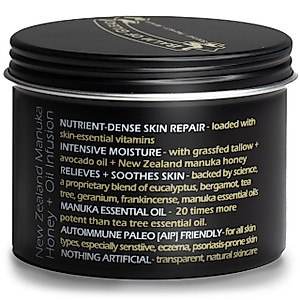 BALM OF GILEAD Manuka Eczema Honey Cream - Moisturizer for Sensitive Skin, Eczema, Psoriasis & Dermatitis - Manuka Honey Ointment, Grassfed Tallow