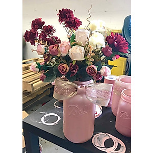 Flojery 21 Heads Silk Rose Bouquet Artificial Flowers Mini Rose for DIY Wedding Bouquets Centerpieces Bridal Shower Party Home Decorations,Pack of 4 （Pink）