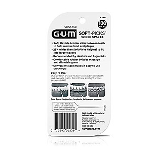 GUM Soft-Picks Wider Space, Easy to Use Dental Picks for Teeth Cleaning and Gum Health, with Convenient Carry Case, Dentist Recommended Dental Picks, 100ct