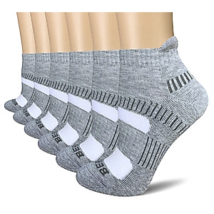 BERING Women's Performance Athletic Ankle Running Socks, Size 6-9, Grey, 6 Pairs