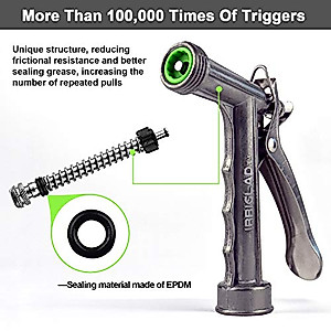 IRRIGLAD Hose Nozzles 2 Pack with More Durable 304 Stainless Steel Flexible Grey Pistol Water Sprayers for Garden Watering