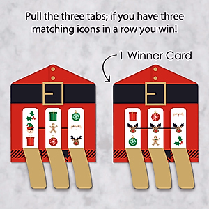 Big Dot of Happiness Jolly Santa Claus - Christmas Party Game Pickle Cards - Pull Tabs 3-in-a-Row - Set of 12