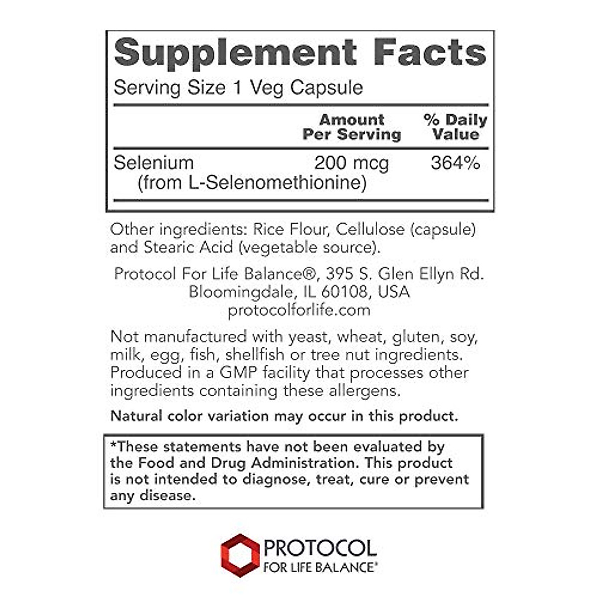 Protocol Selenium 200mcg - Essential Mineral, Immune, Thyroid & Prostate Health - 90 Veg Caps