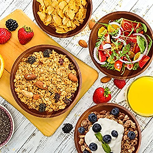 AIDEA Wooden Bowls, 7 Inch Acacia Wood Salad Bowl Set of 4 Wooden Serving Bowl for Salad, Soup, Noodle and More