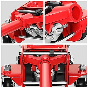 DNA MOTORING Low Profile Hydraulic Trolley Service/Floor Jack, 4 Ton (8000 lbs) Capacity, Lifting Range 4.5"-20",Red,TOOLS-00307