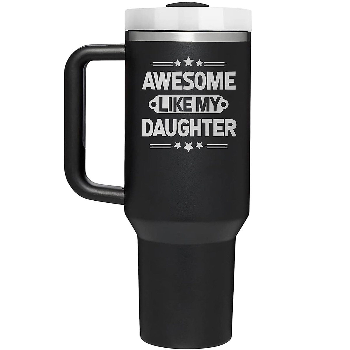 BETHEGIFT Gifts for Dad from Awesome Daughter - Dad Gifts from Daughter - Birthday Gifts for Dad from Daughter - Funny Cool Gifts for Dad - Dad Tumbler 40oz with Handle, Black