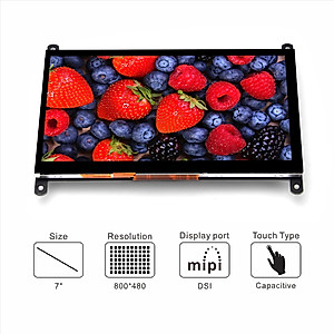 OSOYOO 7 Inch DSI Touch Screen LCD Display 800x480 for Raspberry Pi 5 4 3A 3B+ 2 - Portable Capacitive Touchscreen Monitor with DSI Cable - Great for DIY IOT Circuits and Coding Beginners