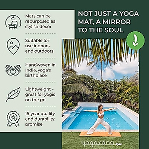 Yogasana Organic Cotton Yoga Mat Non Slip - Hand-Woven Foldable Yoga Rug Provides Excellent Comfort, Traction & Support-Travel Extra Thick Yoga Mats for Indoor & Outdoor Use - 24 x 72 Inches, Ether