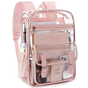Telena Clear Backpack, Heavy Duty PVC Transparent Backpack with Reinforced Strap, See Through Bookbag for College Workplace