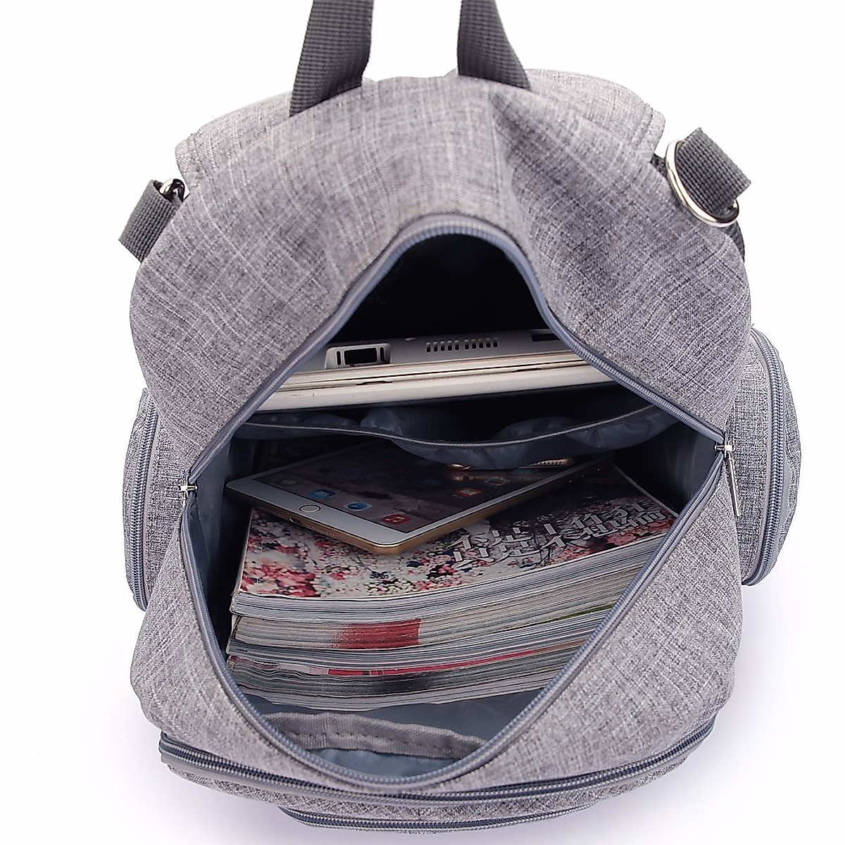 Skyla Homes Diaper Bag Backpack - Scratch Proof Baby Diaper Bag with Insulated Pockets, Large Water-Resistant Baby Bag, Multi-Functional Travel Knapsack (Grey)