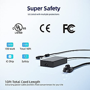 180W AC Charger Fit for GF63 GS65 GS66 GF65 GE70 GS63 GL62 GS73 GS75 GE72 GS43 GS40 GE62 GF62 GF72 GF75 GL72 M VR MVR Stealth Apache Thin Phantom Pro Laptop Power Adapter Supply Cord