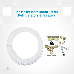 EvertechPRO Ice Maker and Humidifier Installation Kit for Refrigerators and Freezers Tubing 1/4" Length 25 Feet Plastic Tubing and Fittings