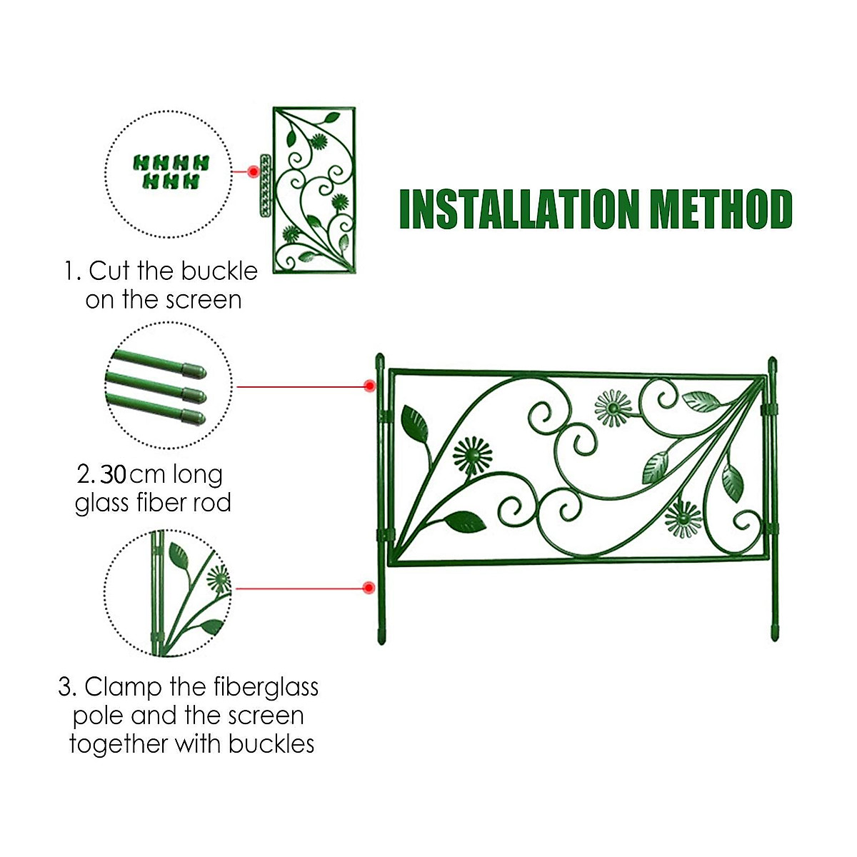 Decorative Garden Fence, Rustproof Metal Wire Fencing Border Animal Barrier, No Dig Garden Fencing, Flower Edging for Landscape Patio Yard Outdoor, Arched, Barrier Section Panel Decor Picket Edging