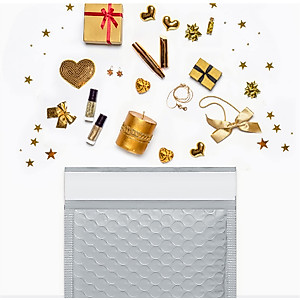 HBlife 50 Pcs Bubble Mailers, 6x10 Inches Self Seal Gray Poly Mailers, Padded Envelopes Shipping Bags Packaging for Small Business