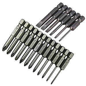 aiyun 18 Piece Slotted Phillips Screwdriver Bit Set, 1/4 Inch Hex Shank S2 Steel Magnetic 2Inch Long Drill Bit Set with Storage Box (Slotted Phillips)