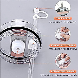 12pcs Silicone Spill Proof Stopper Set, Compatible with Stanley Quencher H2.0 Flowstate Tumbler 40oz 30oz, Stanley Cup Accessories, with Fix Leak Stopper, Lid Spill Plug and Straw Cover Cap