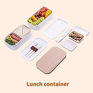 Uybieef Bento Box Adult Lunch Box with lunch bag, Japanese Lunch Box Containers for Adult, Bento lunch Box with Leakproof 54OZ White