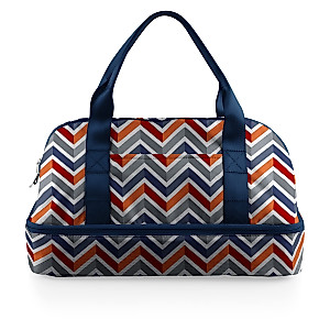 ONIVA - a Picnic Time brand Potluck Casserole Carrier, Insulated Thermal Food Carrier, Insulated Casserole Carrier, Navy Blue, Orange, & Gray Pattern