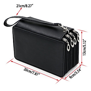 BTSKY® PU Leather Colored Pencil Case with Compartments-72 Slots Handy Pencil Holder for Watercolor Pencils, Ordinary Pencils (Black)