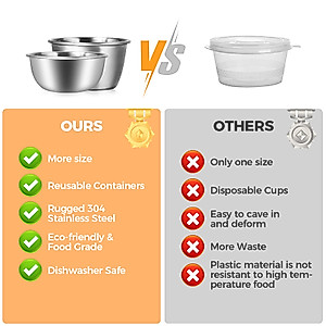 5×1.6oz Salad Dressing Container To Go for Lunch Box, Small Condiment Containers with Lids, Mini Stainless Sauce Cups Snack Food Storage Meal Prep Containers Reusable Bento Box Accessories Kids Adult