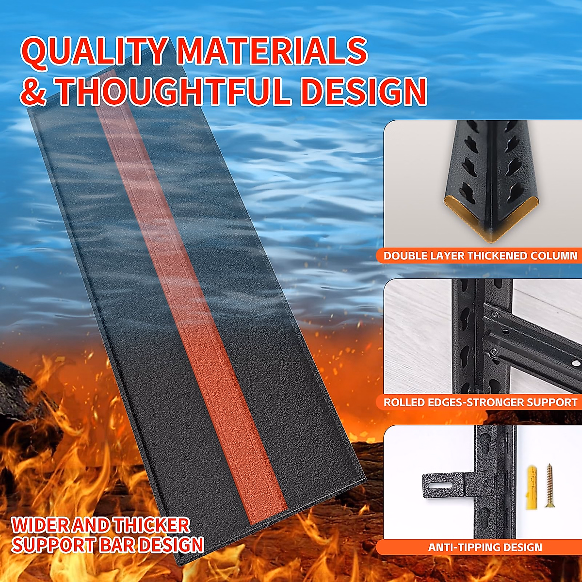 FogQueen 2000LBS Metal Shelving Units, 5 Tier Heavy Duty Garage Shelves, Multi-Functional Adjustable Utility Shelfs, All-Steel Storage Racks, Tall Shelf for Basement Shed, 35.5" W x 15.8" D x 72" H