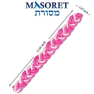 Masoret Pink HAVDALAH Candle: 1 11.8-Inch Braided Multi-Wick Paraffin Candle for Jewish Ceremonies and End of Shabbat