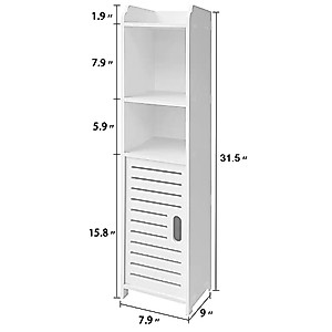 SENYAN Waterproof Bathroom Floor Storage Cabinet with Doors and Shelves, Freestanding Bathroom Storage Cabinet Floor Cabinet for Living Room, Bedroom, Bathroom, Kitchen, White