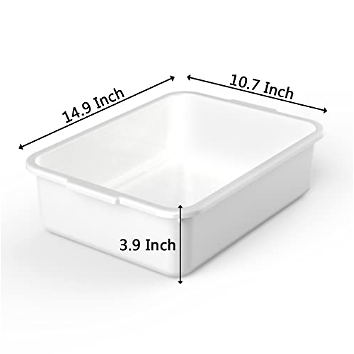 5-Pack Commercial Bus Tubs Box/Tote Box, White Plastic Storage Bin with Handles/Wash Basin Tub (8 Liter)