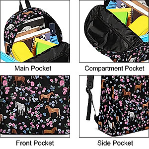 Horse Backpacks for Girls, 17 Inch School Backpack, Lightweight Bookbags for Girls, Large Capacity Book Bags for Kids, Casual Daypack with 15 Inch Laptop Compartment for College, Office or Travel