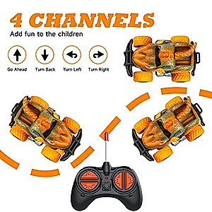 Dinosaur Remote Control Cars Toys for Boys Kids, Remote Control Dinosaur Car Toys, RC Dinosaur Truck Toys, Mini Dino Car Toys with 4-Channel Off-Road RC Race Cars for Toddlers Birthday Gifts
